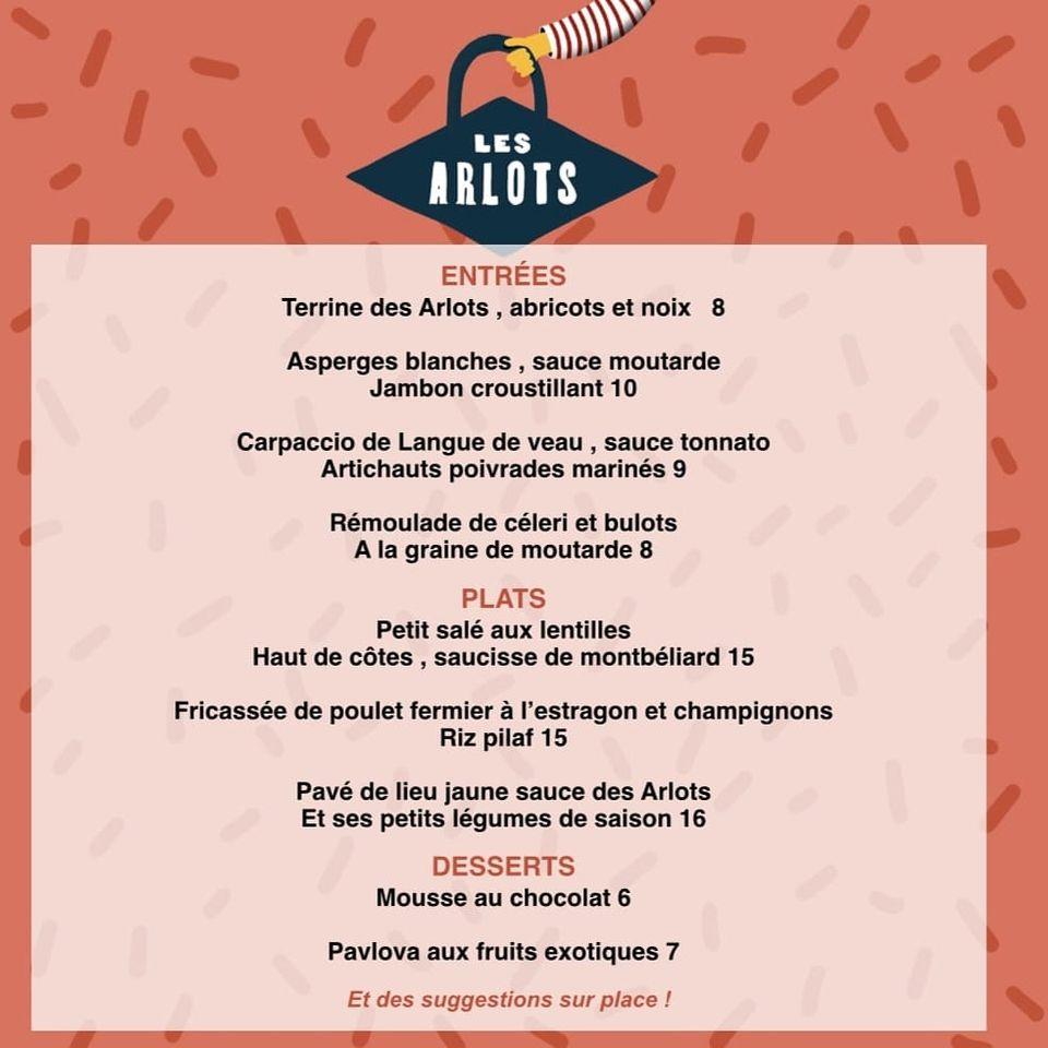 Menu au Les Arlots restaurant, Paris, 136 Rue du Faubourg Poissonnière