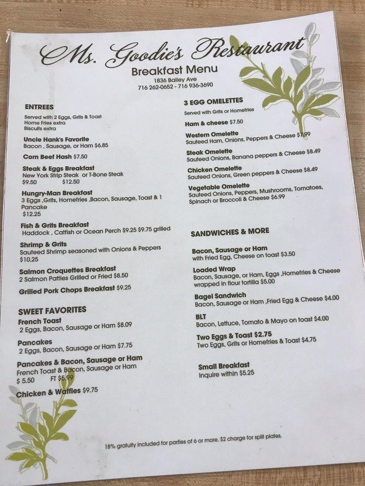 Menu at Ms Goodies fast food, Buffalo