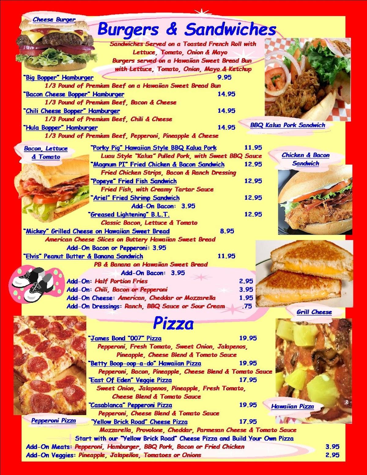 Menu at Rock Island Cafe, Honolulu, Kalākaua Ave