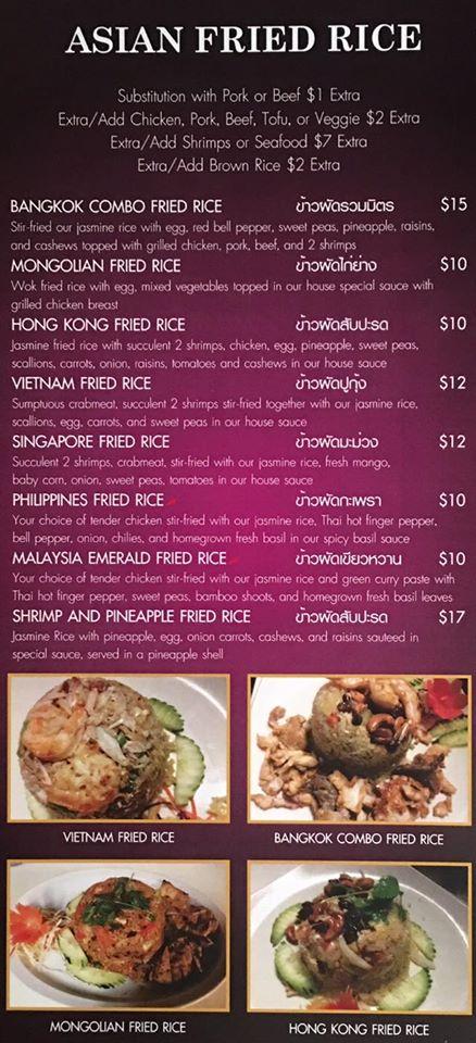 Menu at Ta-Khrai Thai Cafe, Morgantown