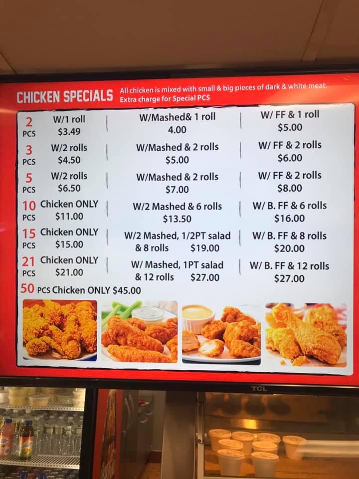 Menu at American Fried Chicken fast food, Paterson