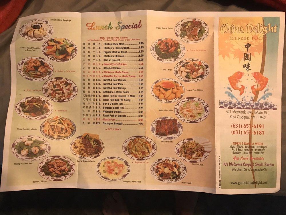 Menu at China Delight restaurant, East Quogue