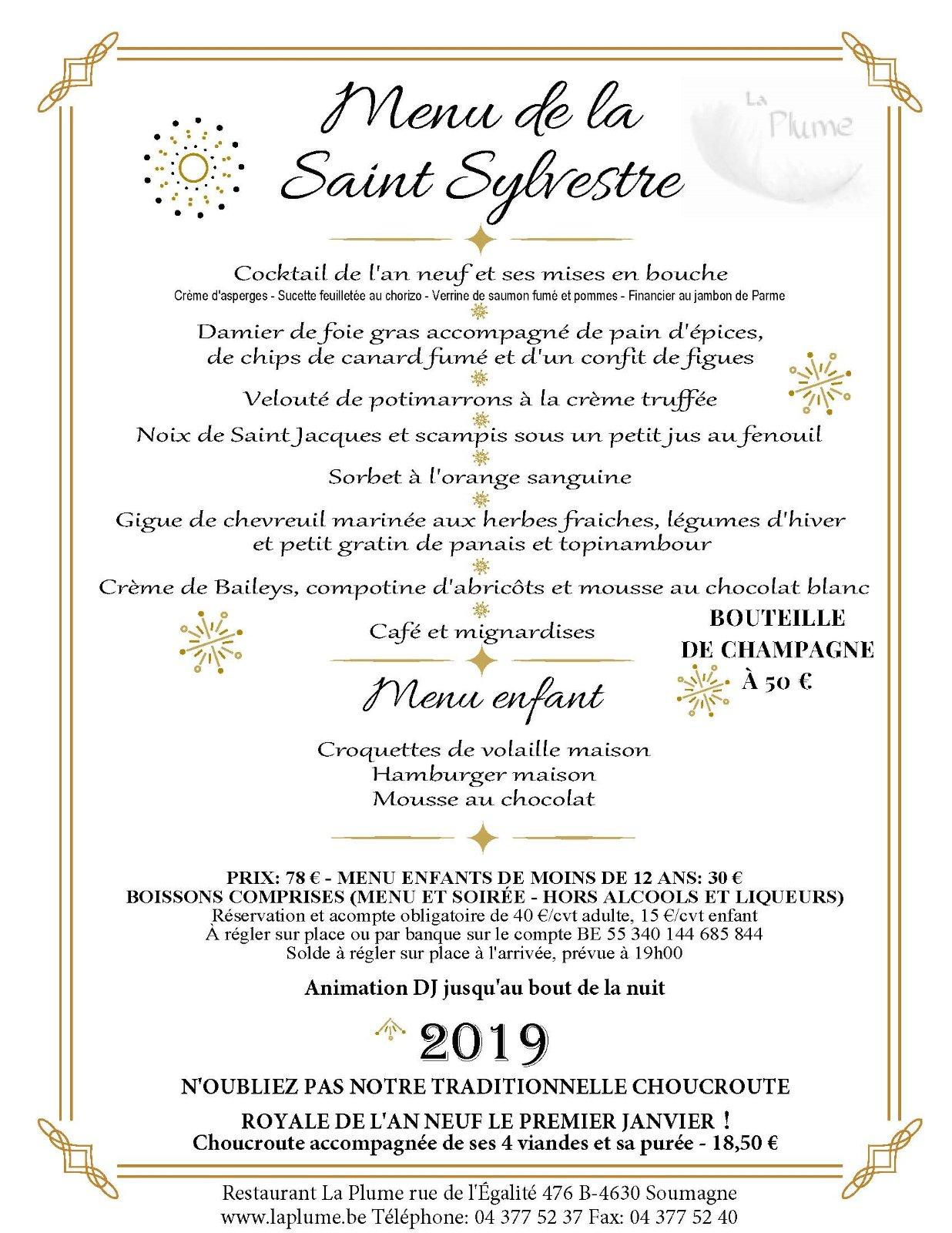 Menu au La Plume, Soumagne, Rue de l'Egalité 476