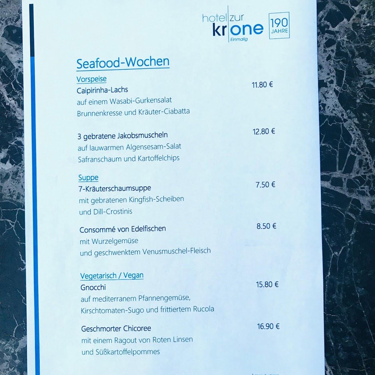 Speisekarte von Restaurant Hotel "Zur Krone", Löhnberg