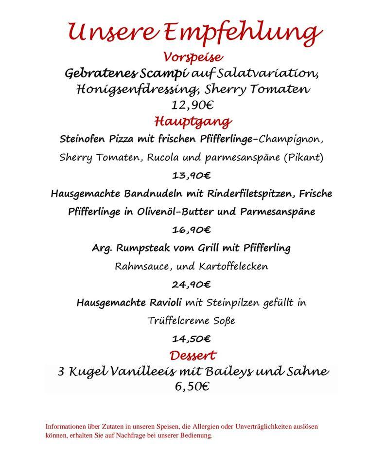 Speisekarte von Ristorante Mona Lisa restaurant, Heiden