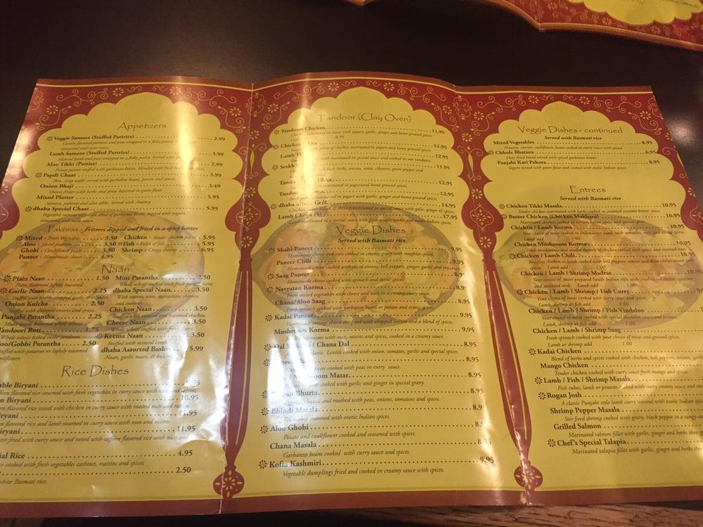 Menu at Dhaba Indian Cuisine restaurant, Tracy, W Grant Line Rd #101