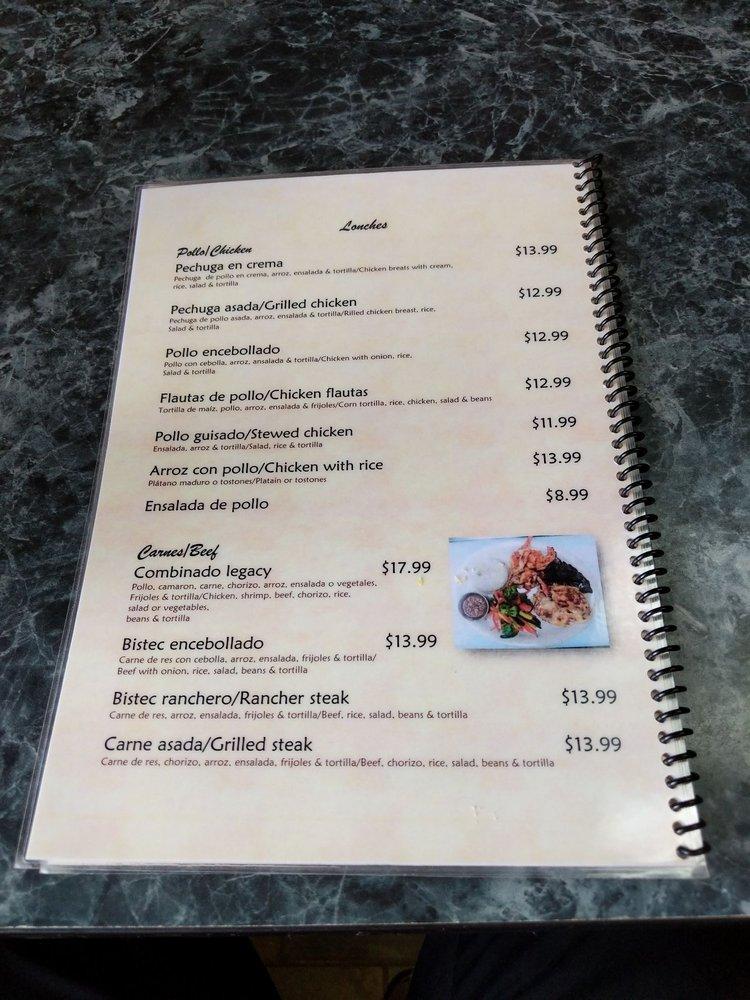 Menu at Latino Legacy Restaurant, Ralston