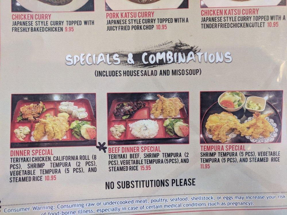 Menu at Sushi Tachi restaurant, North Las Vegas