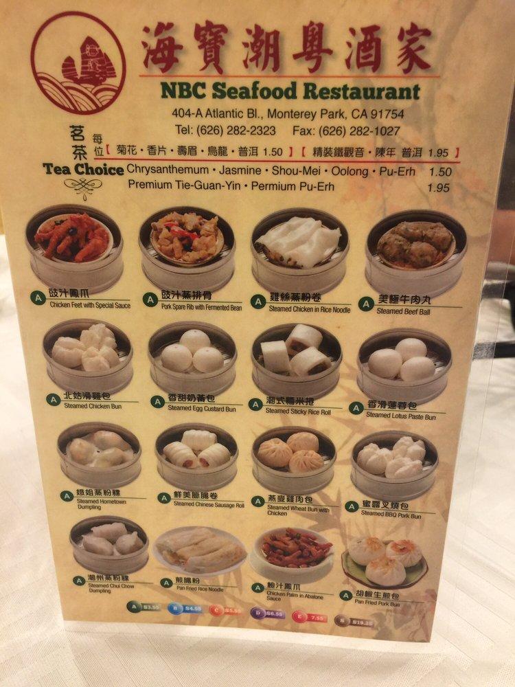 Menu at NBC Seafood Restaurant, Monterey Park
