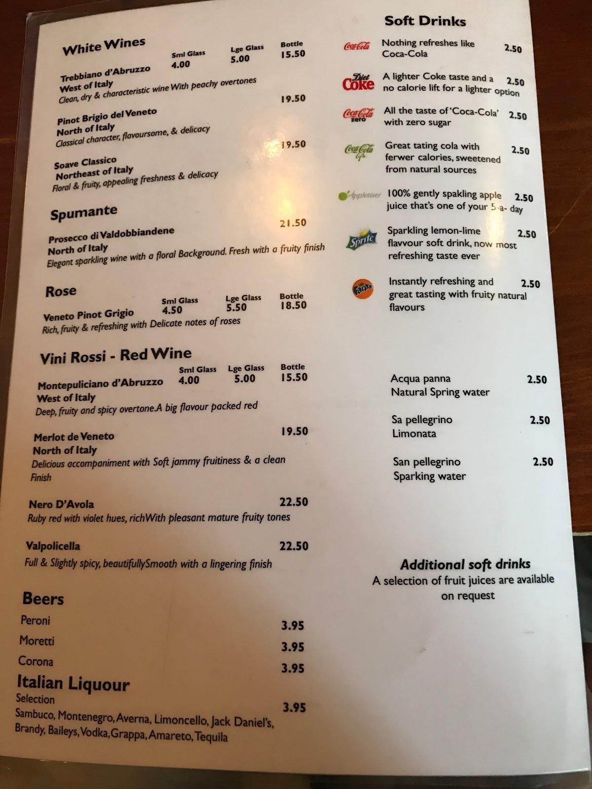 Menu at Pizzeria Portofino, Richmond, 10 The Square