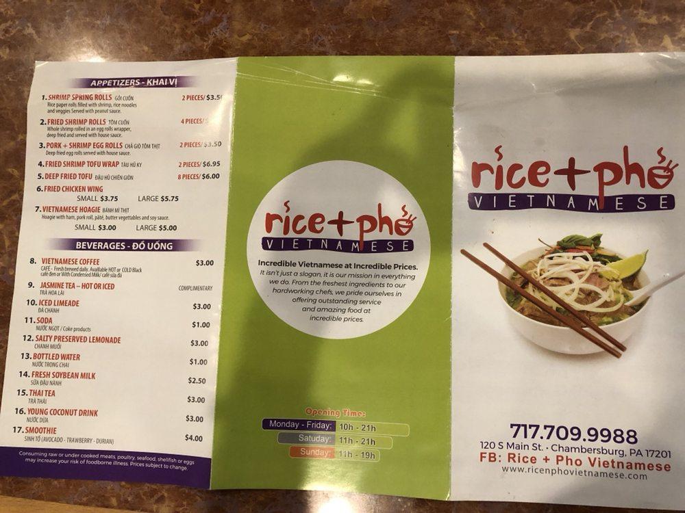 Menu at Rice N Pho Vietnamese Restaurant, Shippensburg