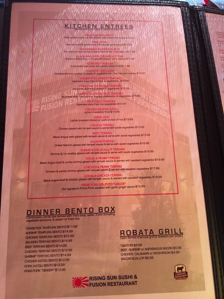 Menu at Rising Sun Sushi and Fusion Restaurant, Humble