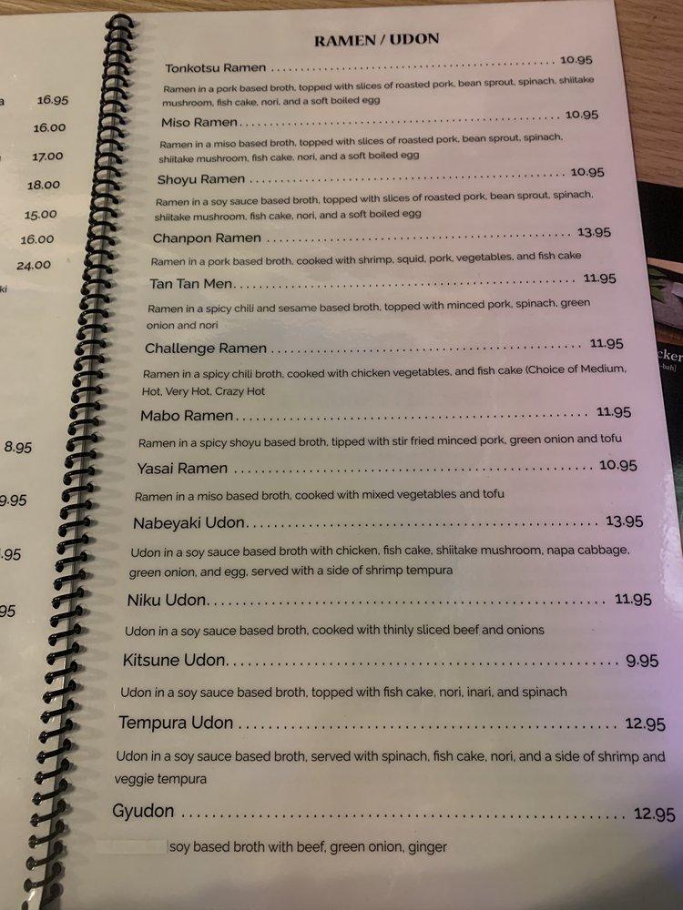 Menu at Shobu Japanese Cuisine restaurant, Fresno