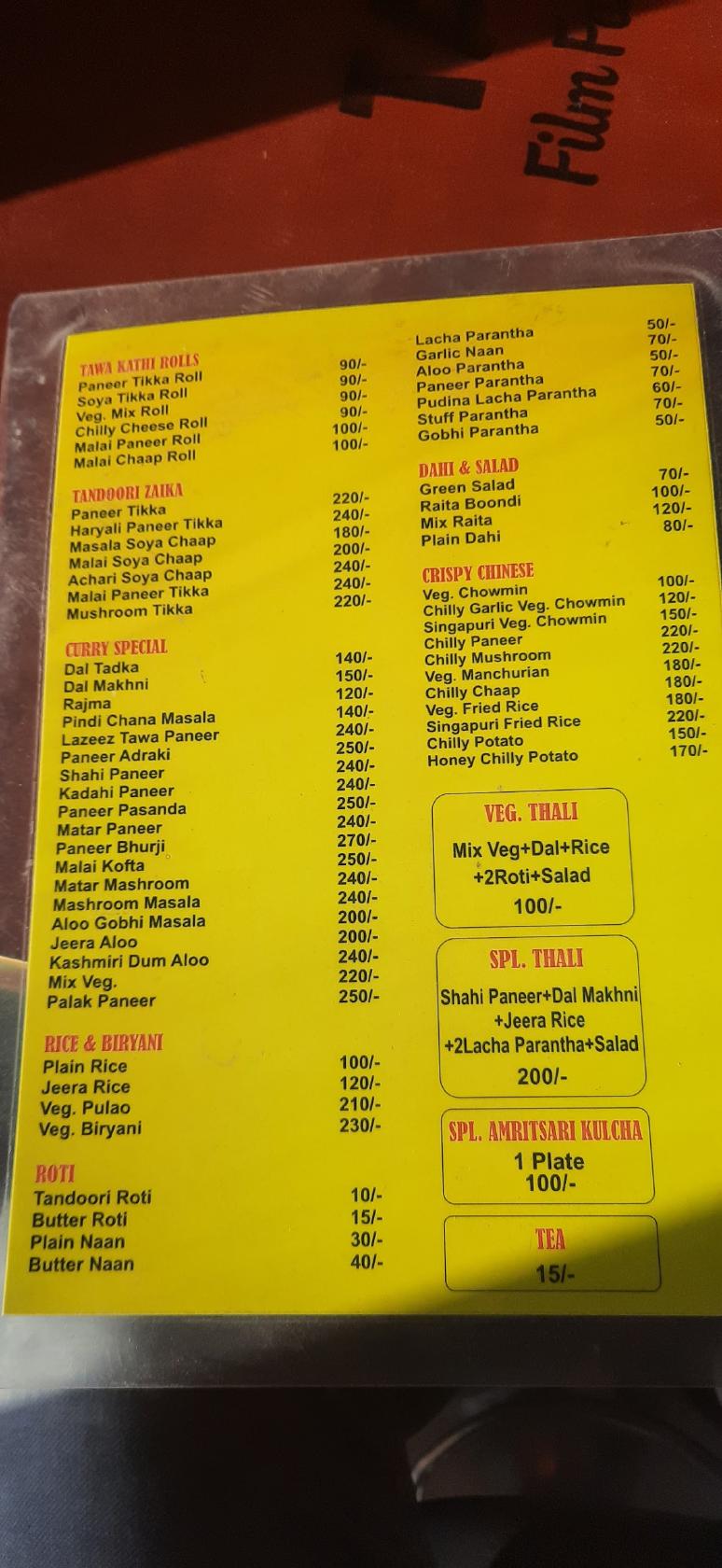 Menu at Anand curry delite solan, Kumarhatti