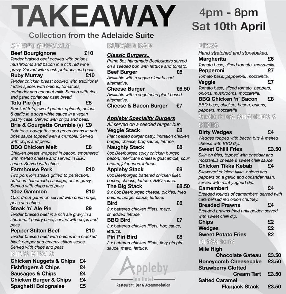 Menu at Appleby Inn Hotel pub & bar, Oakthorpe and Donisthorpe