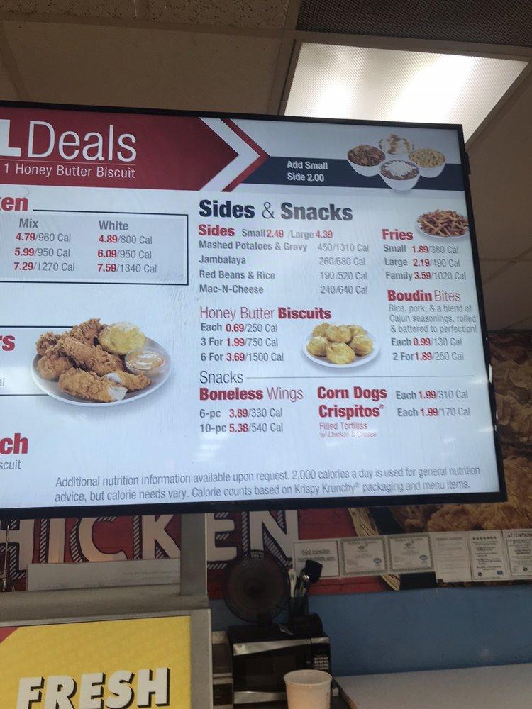 Menu at Krispy Krunchy Chicken restaurant, Lago Vista