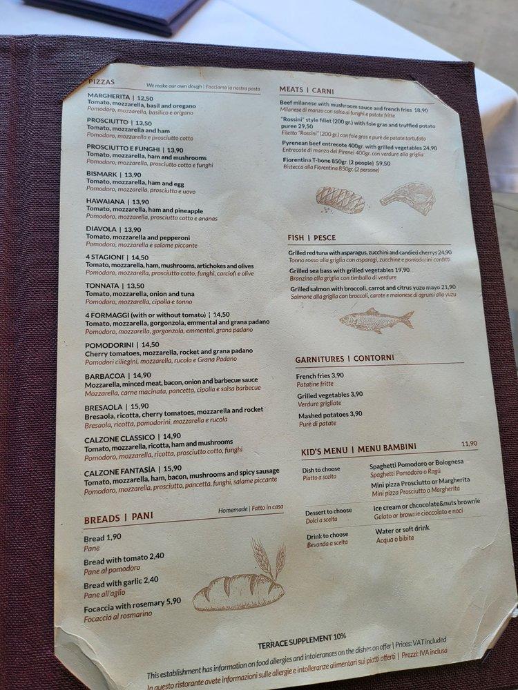 Menu at Restaurant Italià Rossini, Barcelona