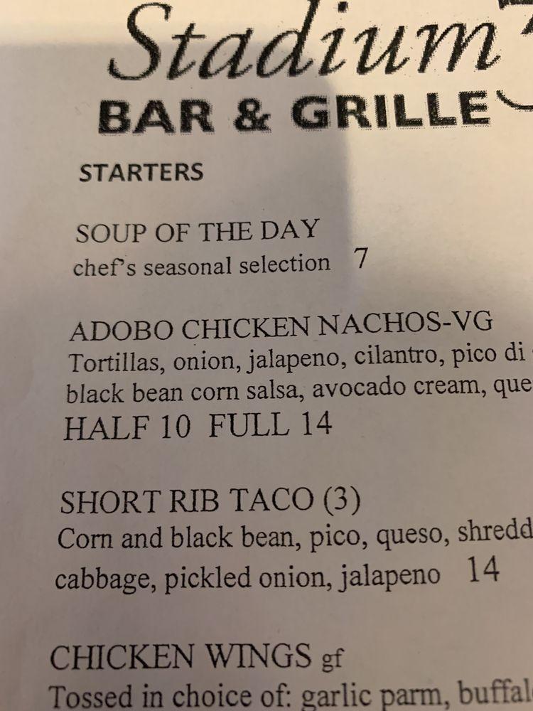 Menu at Stadium 3 Bar and Grille, Cleveland
