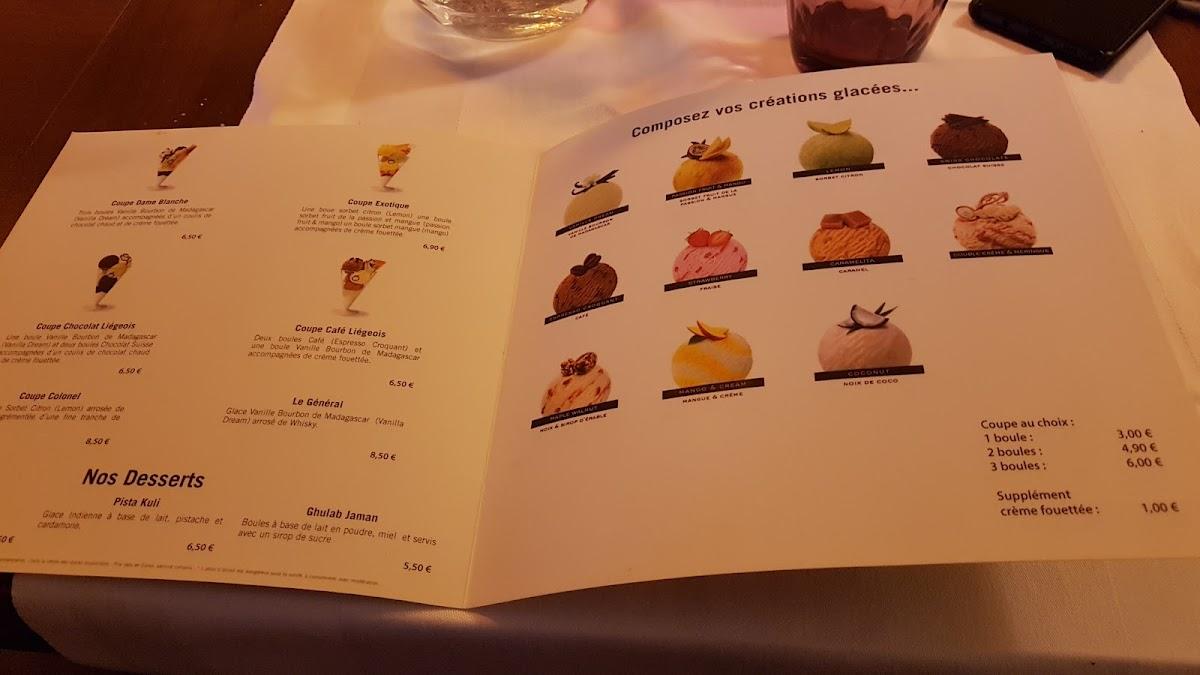Menu at Taj Mahal restaurant, Saint-Julien-en-Genevois
