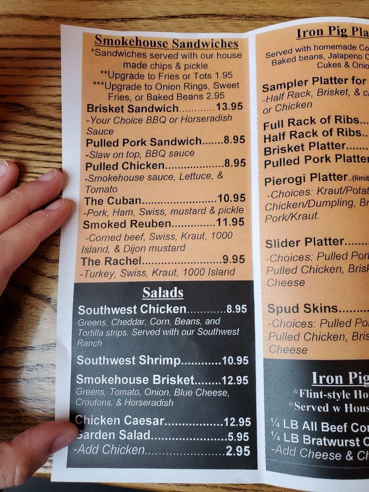 Menu at The Iron Pig Smokehouse BBQ, Gaylord