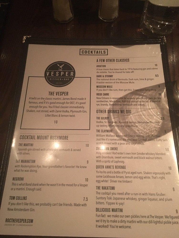 Carta del pub y bar The Vesper, Rochester
