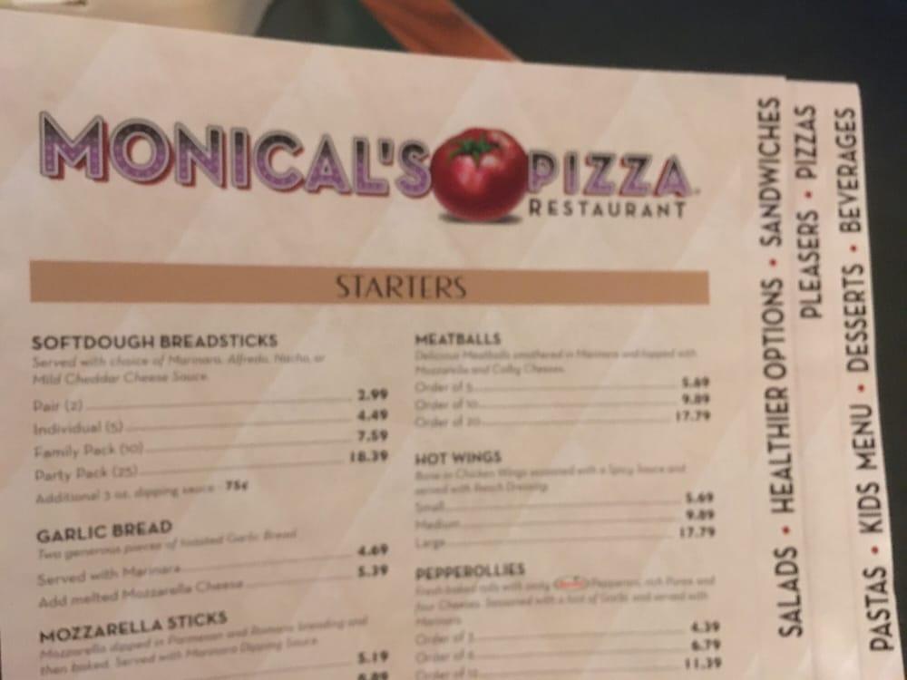 Menu at Monical's Pizza pizzeria, Manteno, 199 Southcreek Dr