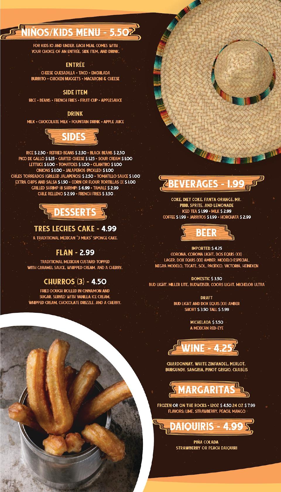 Menu at Taco Wagon restaurant, Appomattox, 177 Old Courthouse Rd
