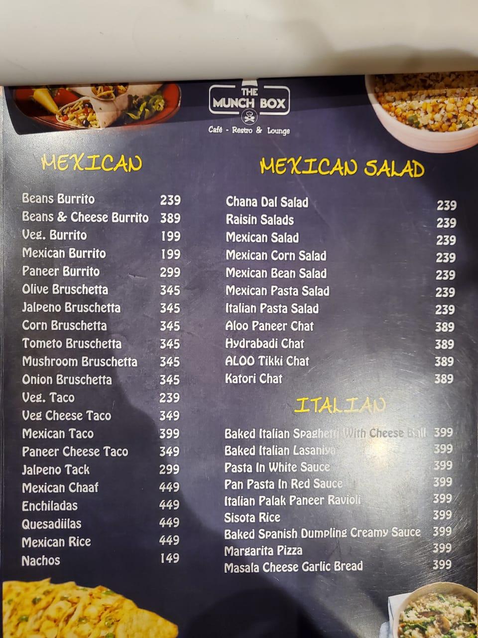 Menu at The Munch Box Cafe & Bistro, Anand
