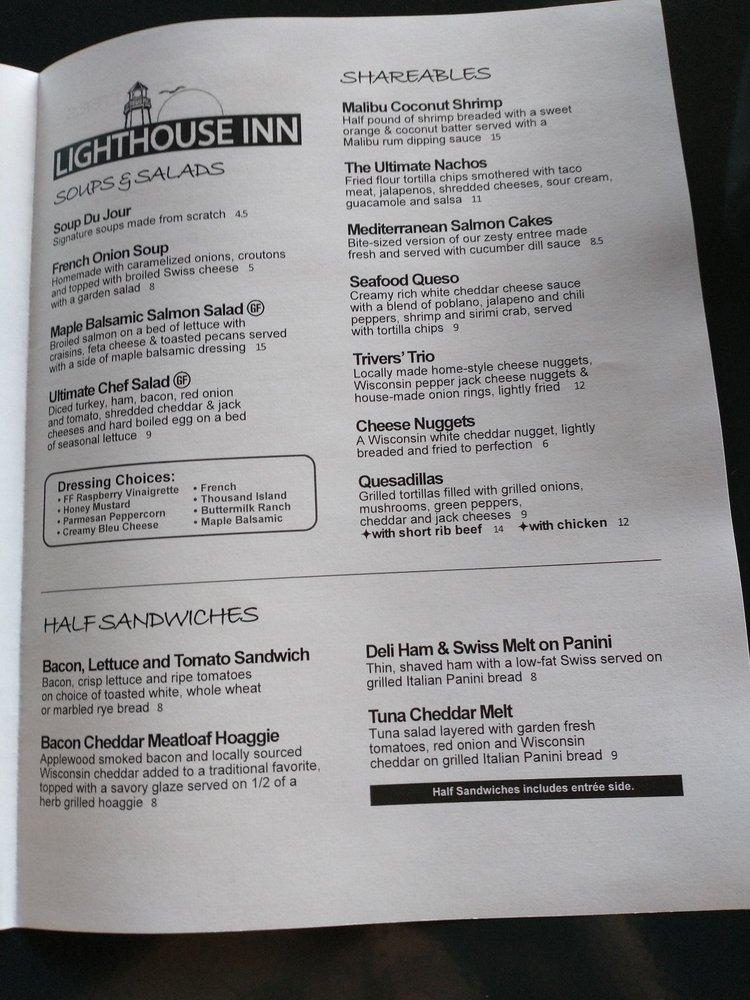 Menu at Water's Edge Restaurant, Two Rivers, Memorial Dr