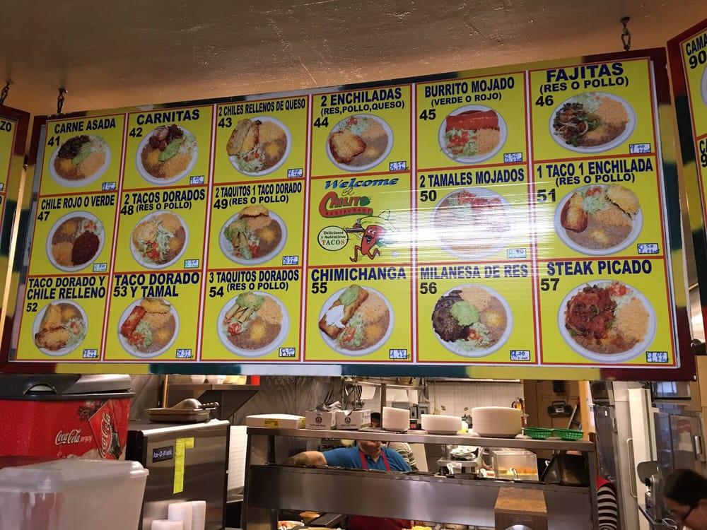 Carta de El Chilito Restaurant, Downey, Paramount Blvd