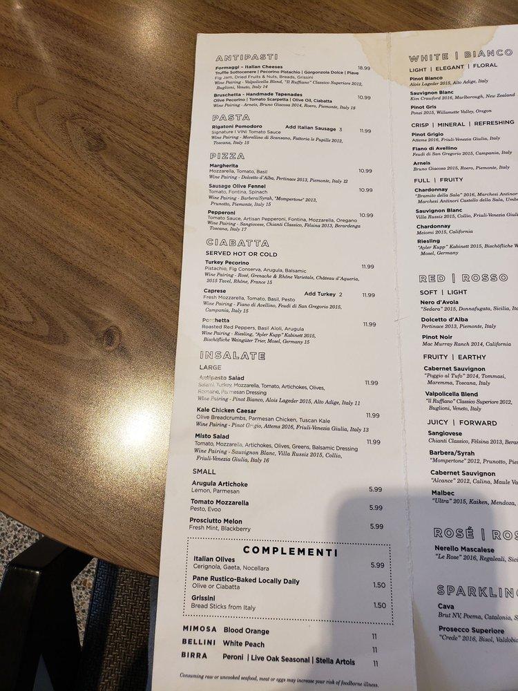 Menu at I Vini pub & bar, Austin, Presidential Blvd