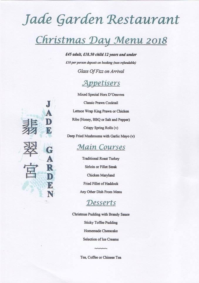 Menu at Jade Garden restaurant, Perth