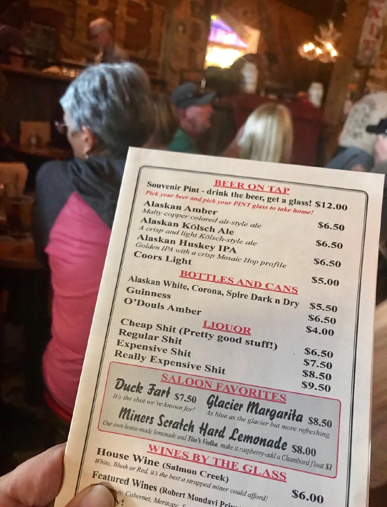 Menu at Red Dog Saloon pub & bar, Juneau
