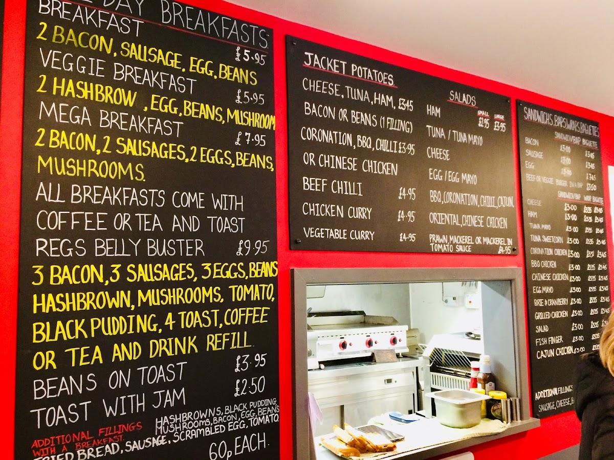 Menu at Reg's Cafe Church Lane Banbury, Banbury