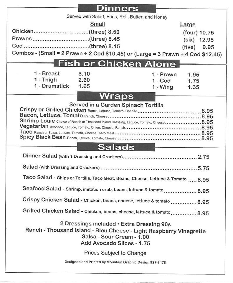 Menu at The Polka Dot restaurant, Quincy, E Main St