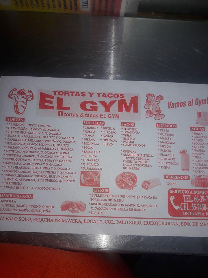 Menu at El Gym restaurant, Mexico City