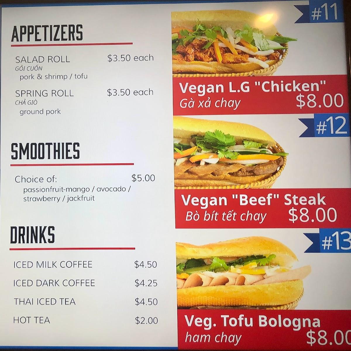 Menu at Banh Mi Ba Le Victoria restaurant, Victoria