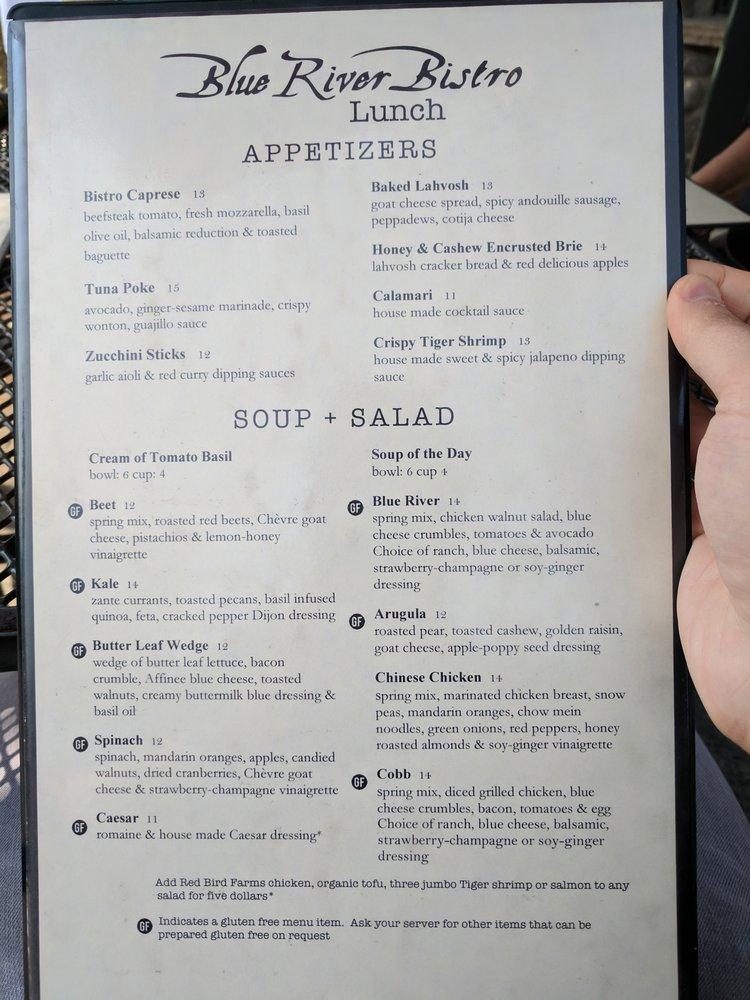 Menu at Blue River Bistro pub & bar, Breckenridge
