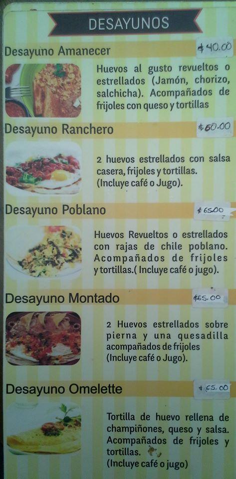 Menu at El Maná restaurant, Durango, Zaragoza #316 Sur Centro