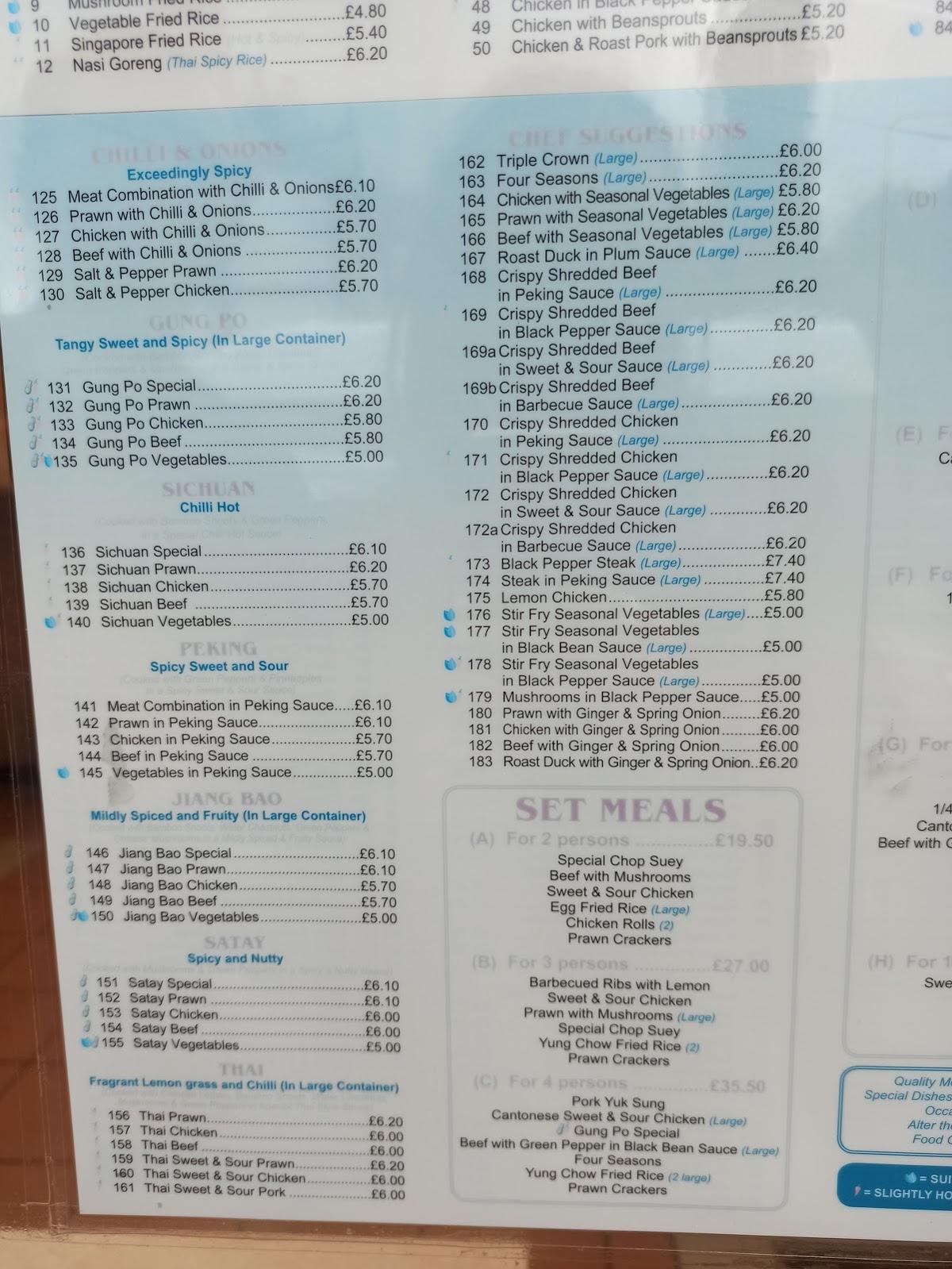 Menu at Lotus House fast food, Stourbridge