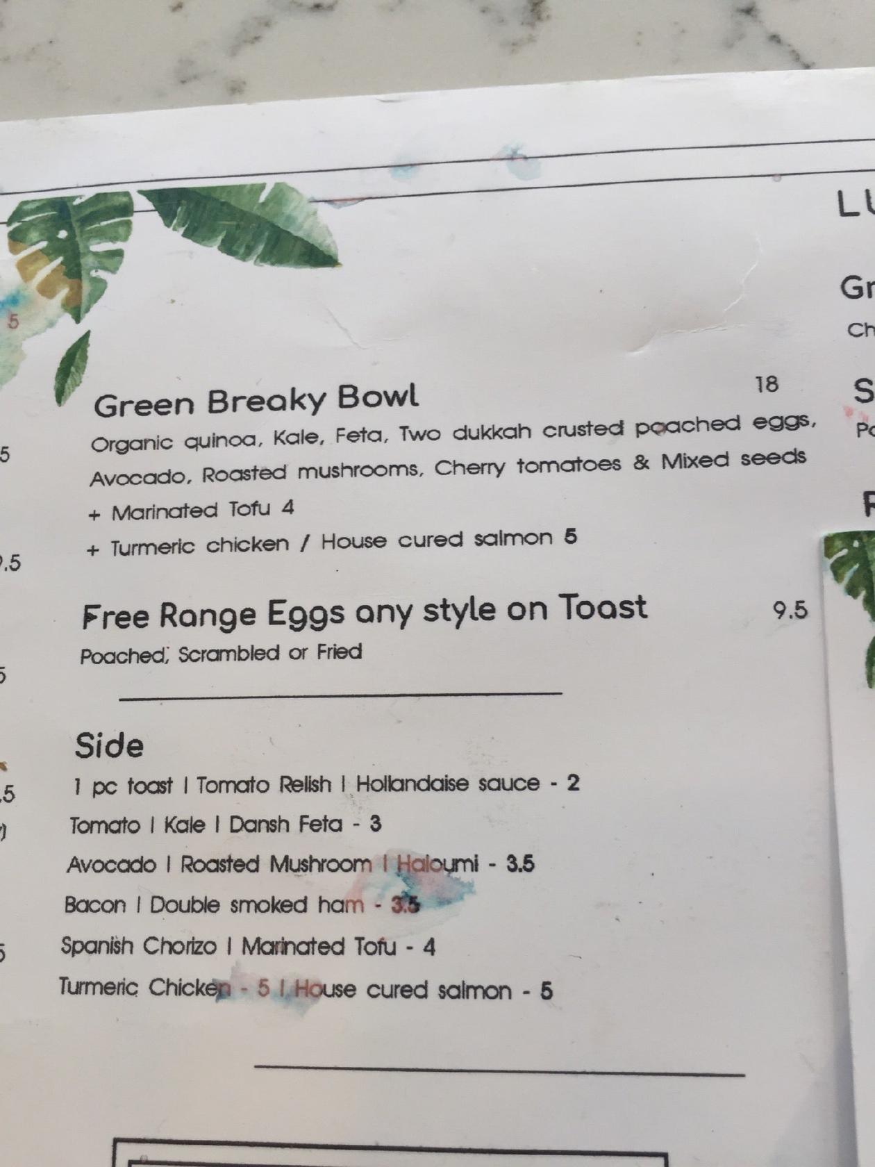 Menu at two sis & co cafe, Pyrmont