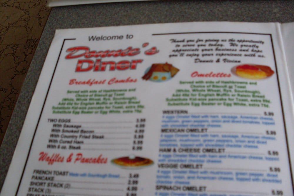 Menu at Donnie's Diner cafe, Branson West