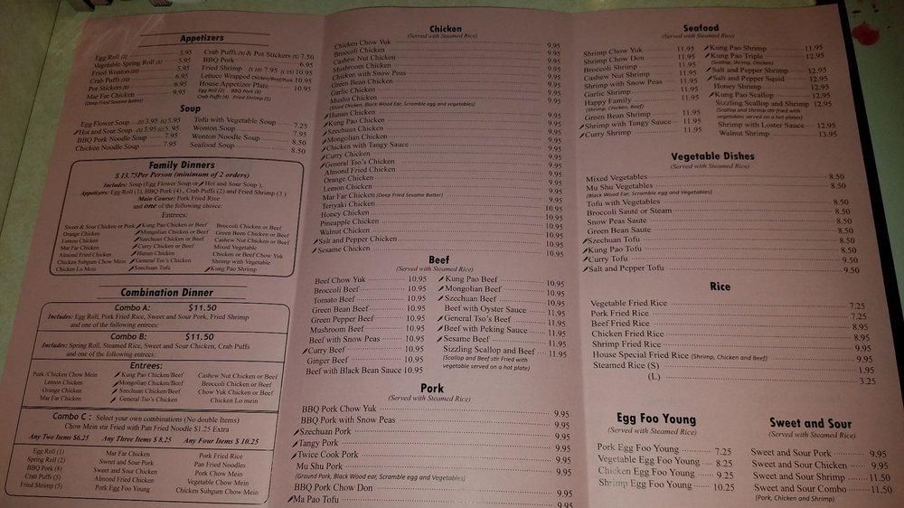 Menu at Golden palace at battle ground restaurant, Battle Ground