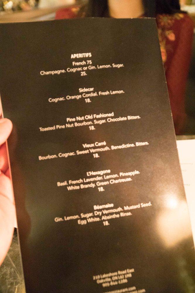 Menu at Hexagon Restaurant, Oakville