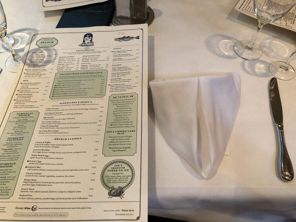 Menu at Joe Fortes Seafood & Chop House steakhouse, Vancouver, 777 ...