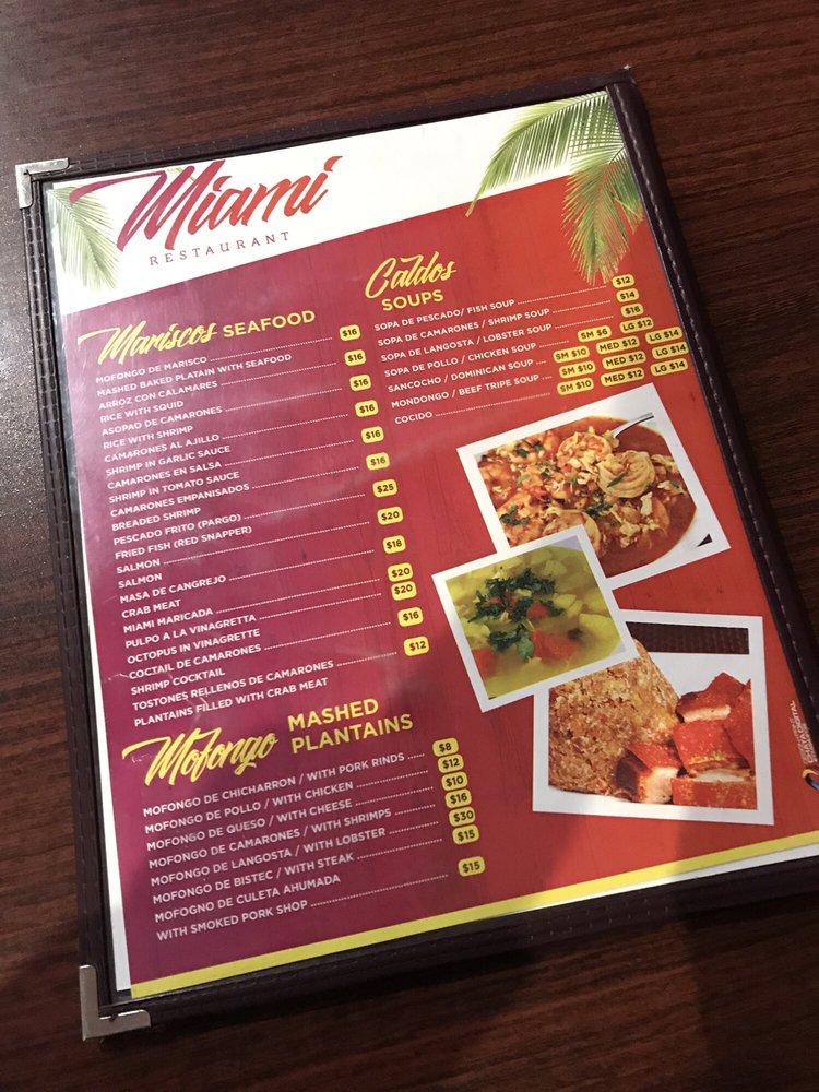 Menu at Miami Restaurant, Boston