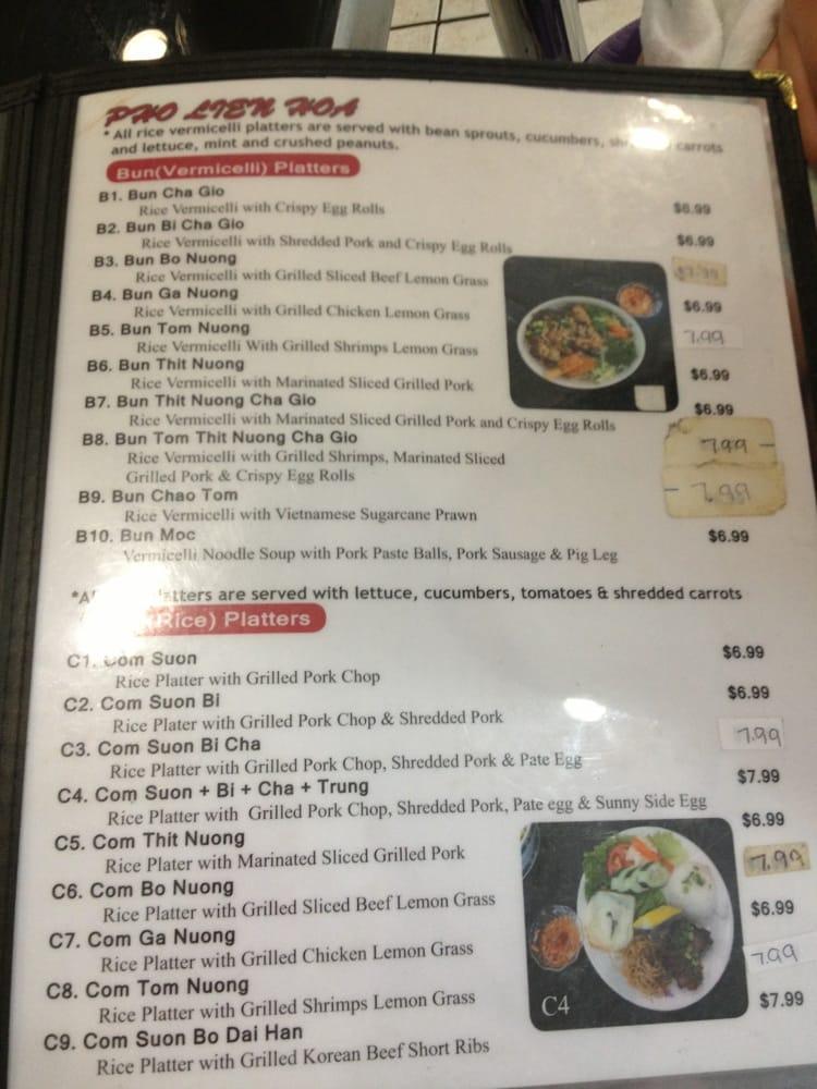 Menu at Pho Lien Hoa restaurant, Oklahoma City, 901 NW 23rd St