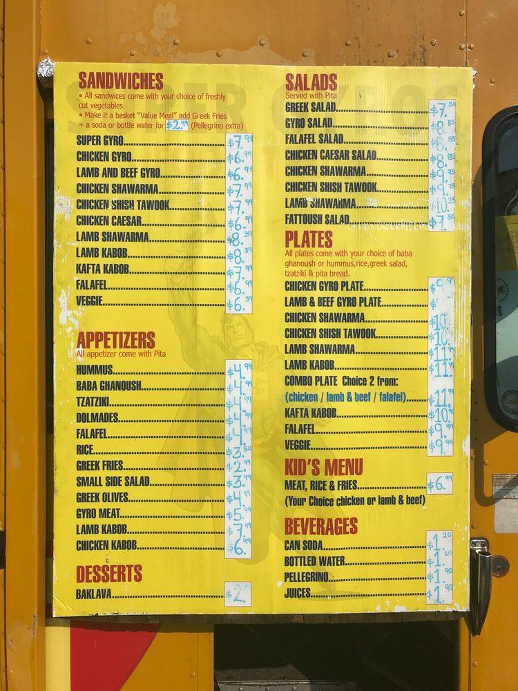 Menu at SUPER GYROS restaurant, Kirkland