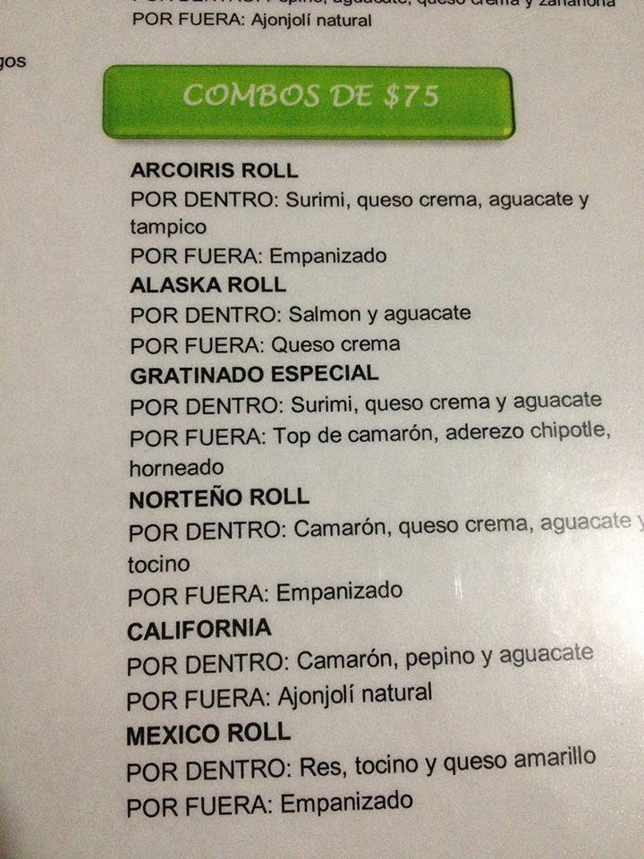 Menu at Sushi shen long restaurant, Monterrey