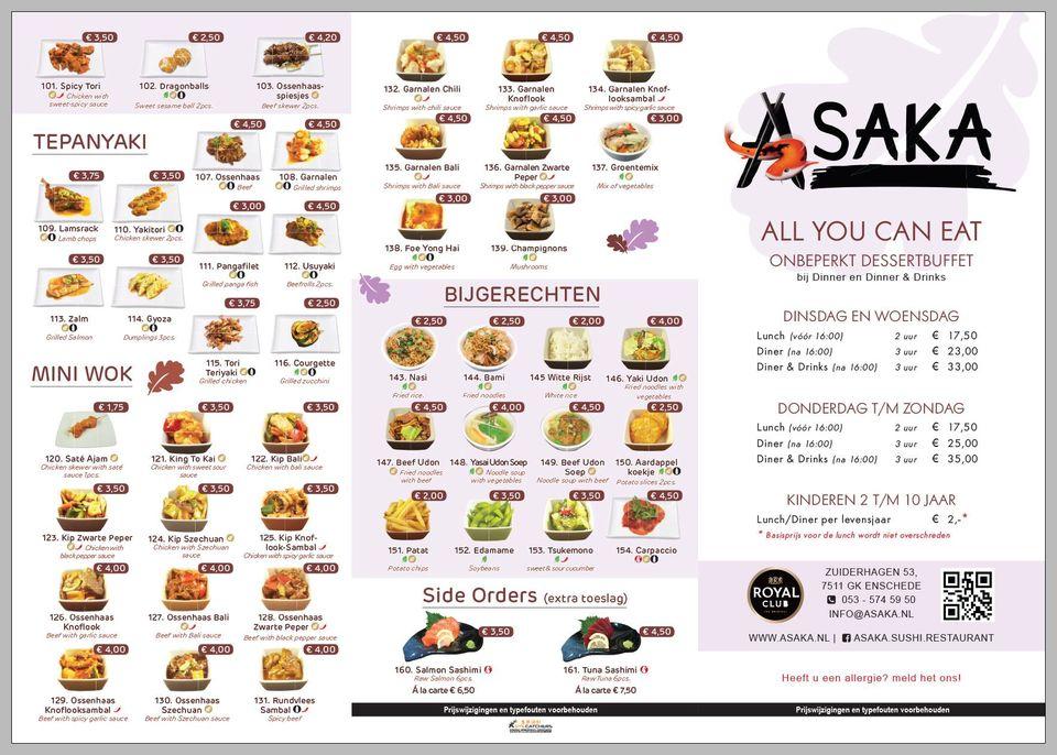 Menu at Asaka, Enschede